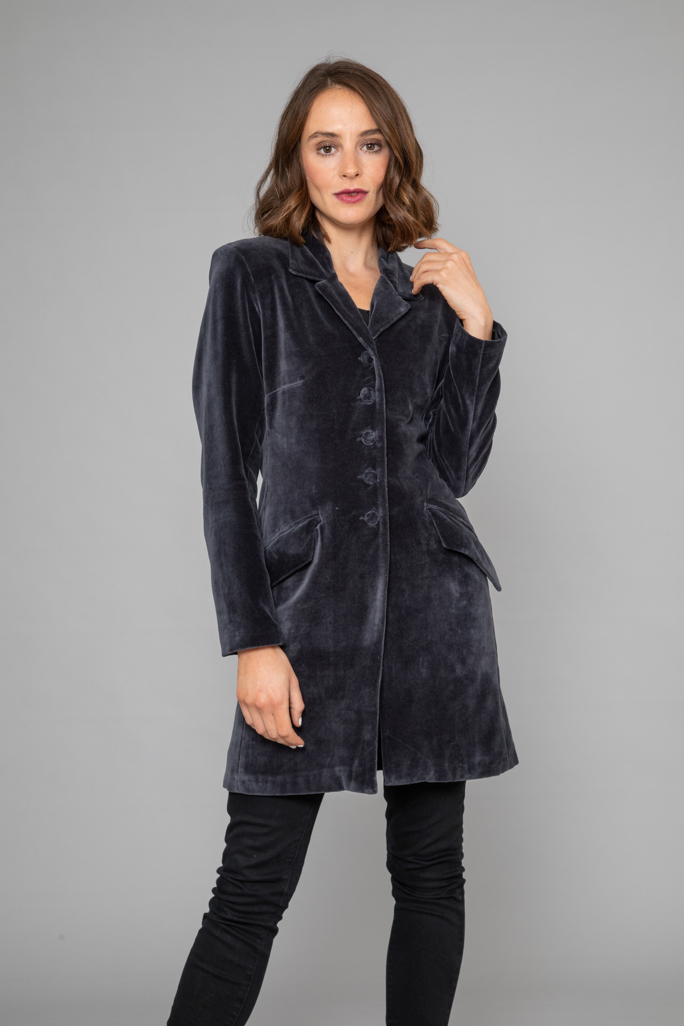 Jaba Velvet Coat in Dusk Blue - JABA YARD