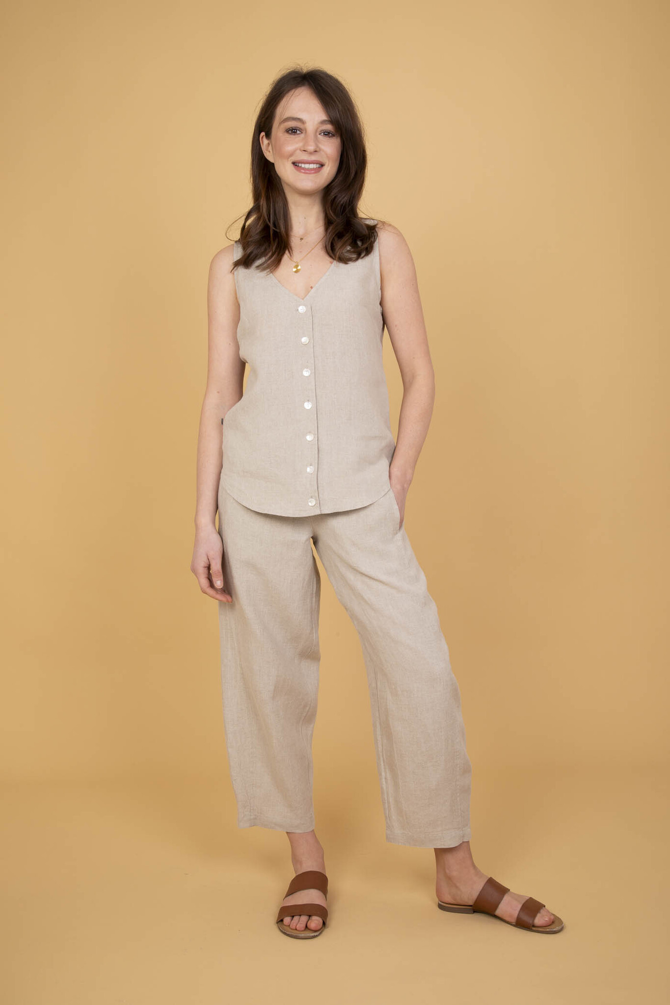 Jaba Lola Linen Top in Natural - JABA YARD