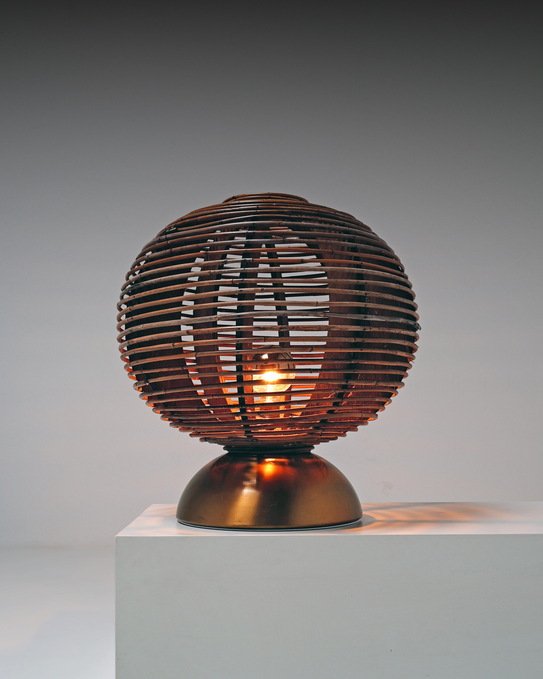 Vintage bamboe bol lamp, 1970’s - WAUW