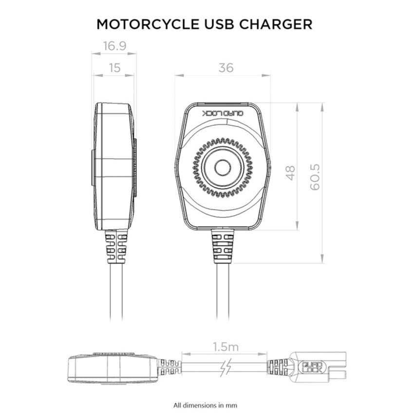 Quad Lock - Motor USB lader - Biker Outfit