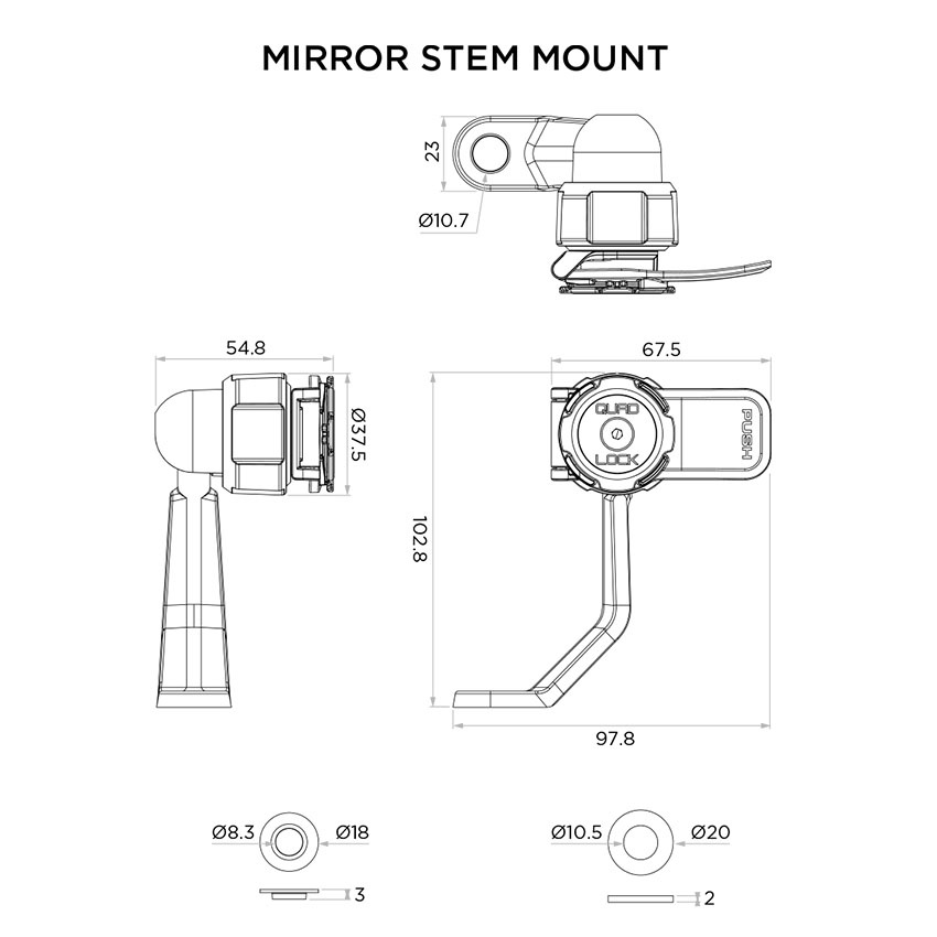 Quad Lock - Mirror Stem Mount - Biker Outfit