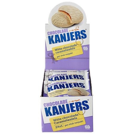 Kanjers Witte Chocolade Stroopwafels | Displaybox - Stroopwafel World ...