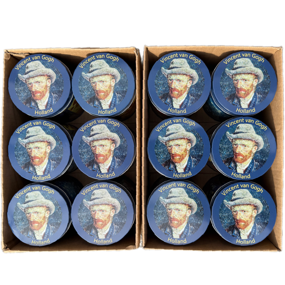 Van Gogh syrup waffle tin box 12 pieces - Stroopwafel World introducing ...