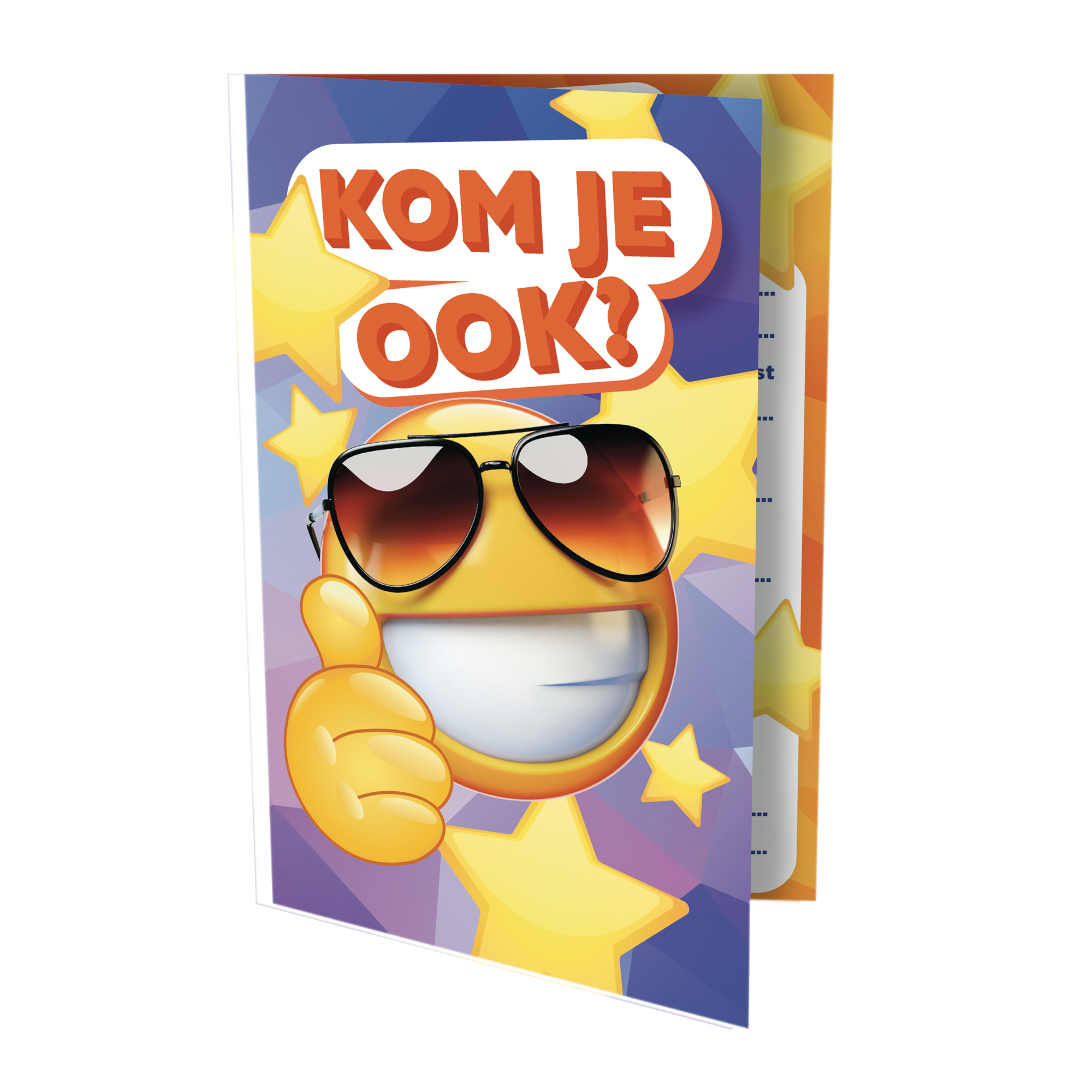 Uitnodigingskaarten - Emoji - Zonnebril - 6st. - 1234feest.nl