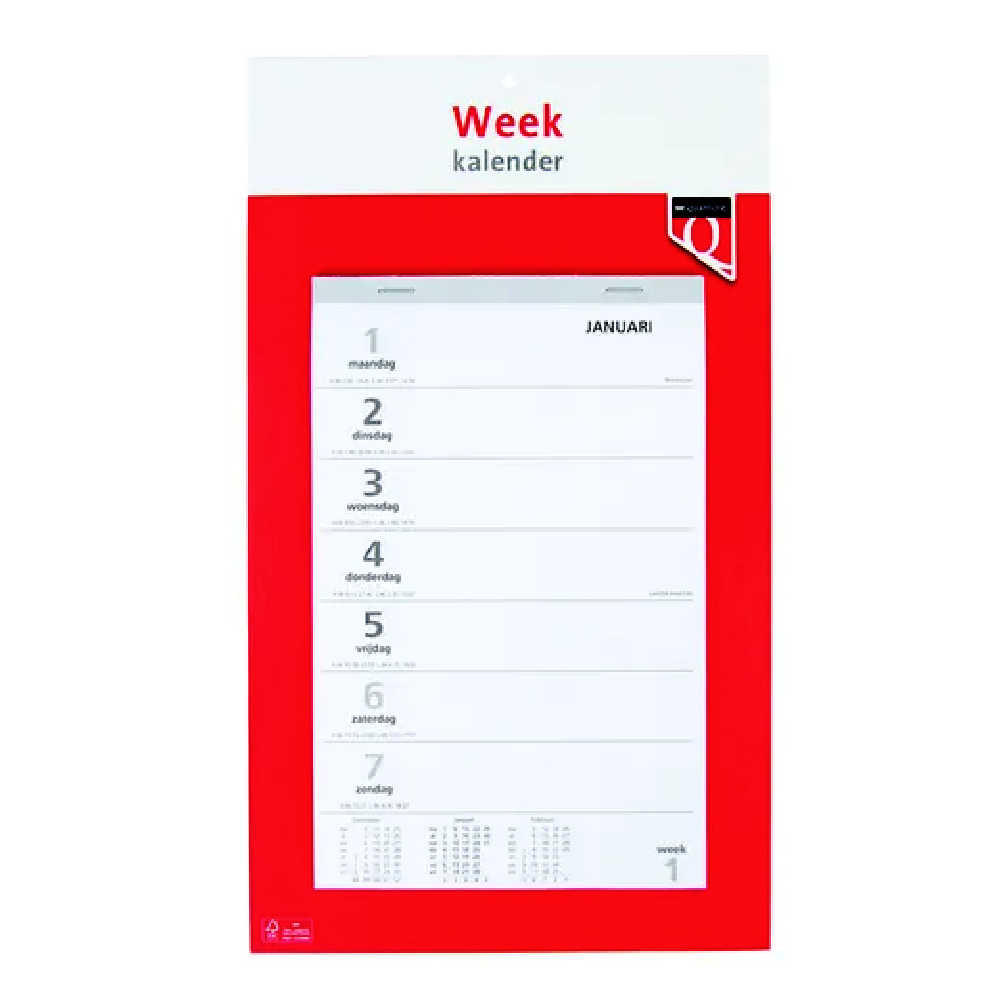 Kalender - 2026 - Weekkalender - Basisuitvoering - 1 week per pagina ...