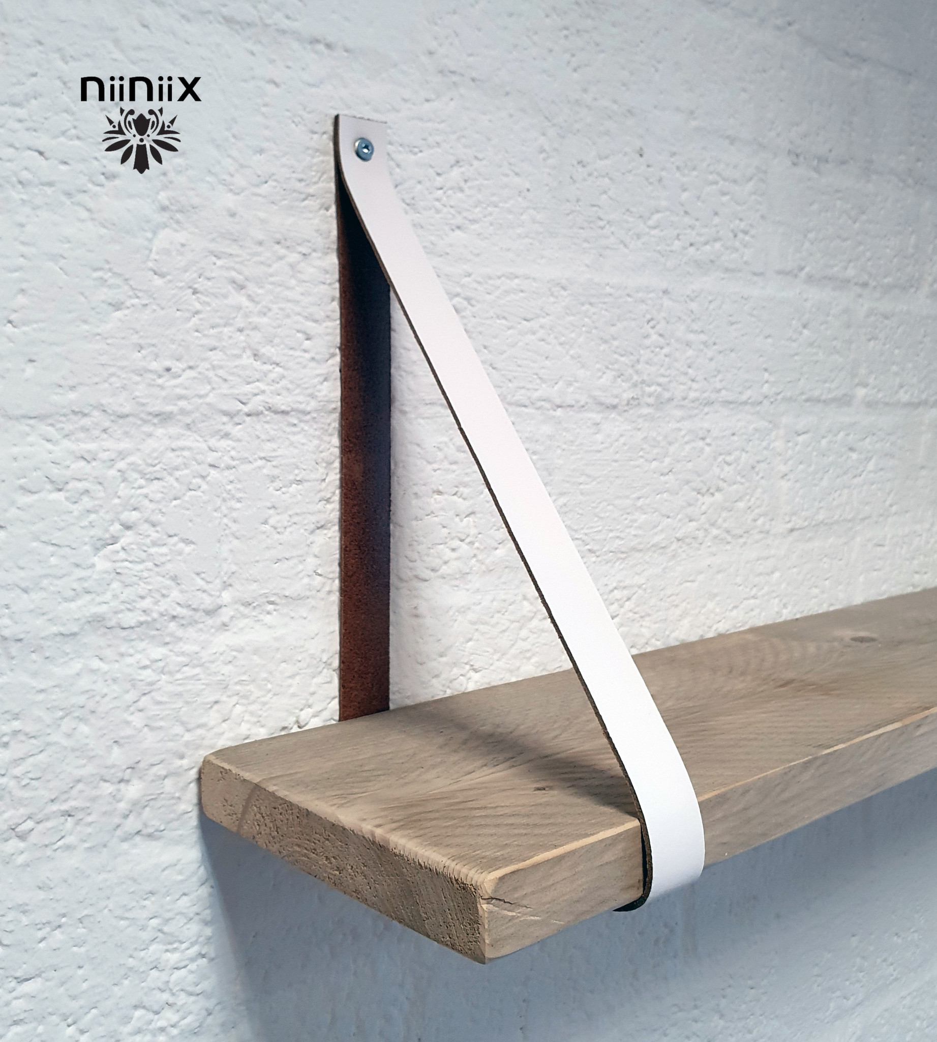 leder plankendrager 3cm breed wit - Lerenhandgreepjes.nl