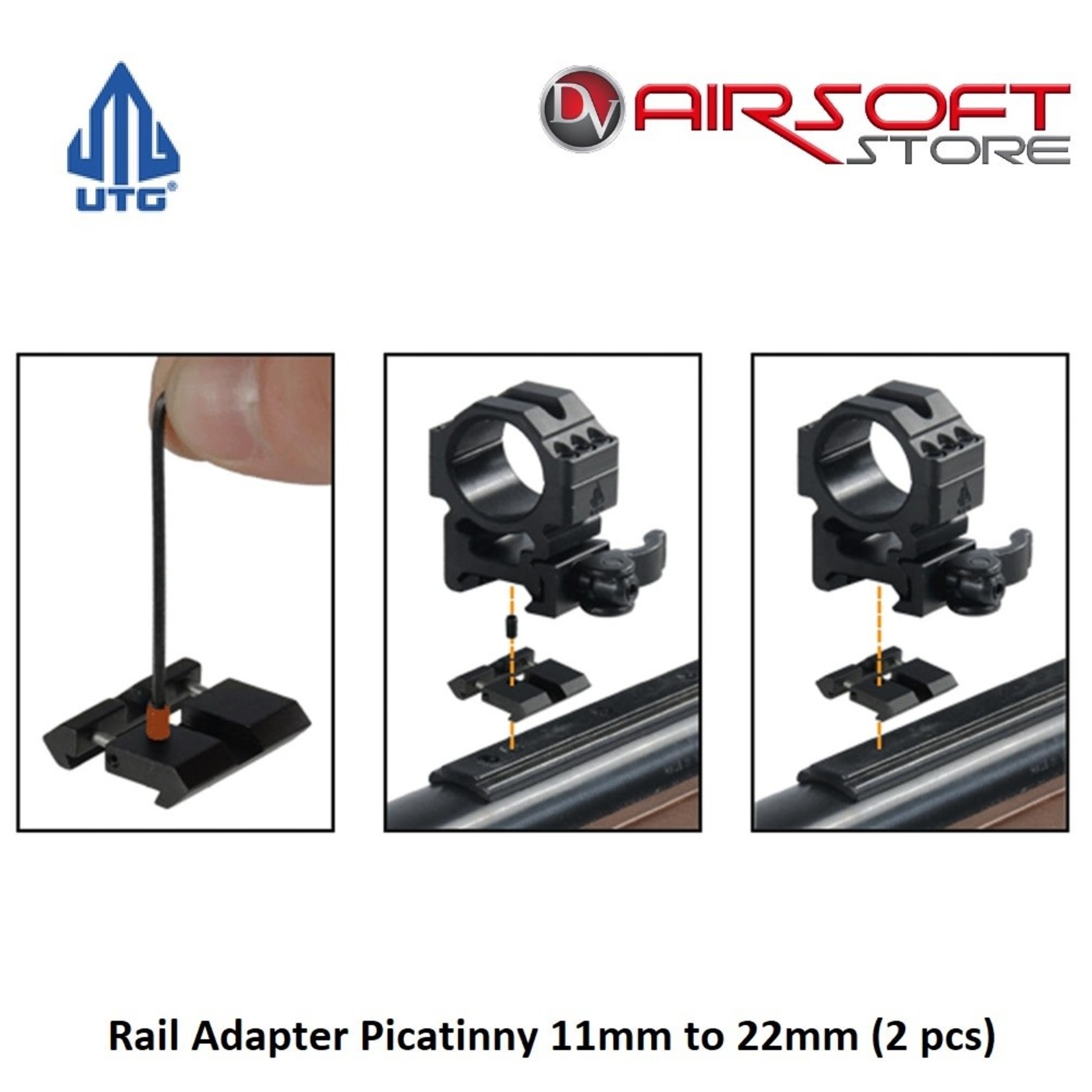 Rail Adapter Picatinny 11mm to 22mm (2 pcs) - Airsoft Store