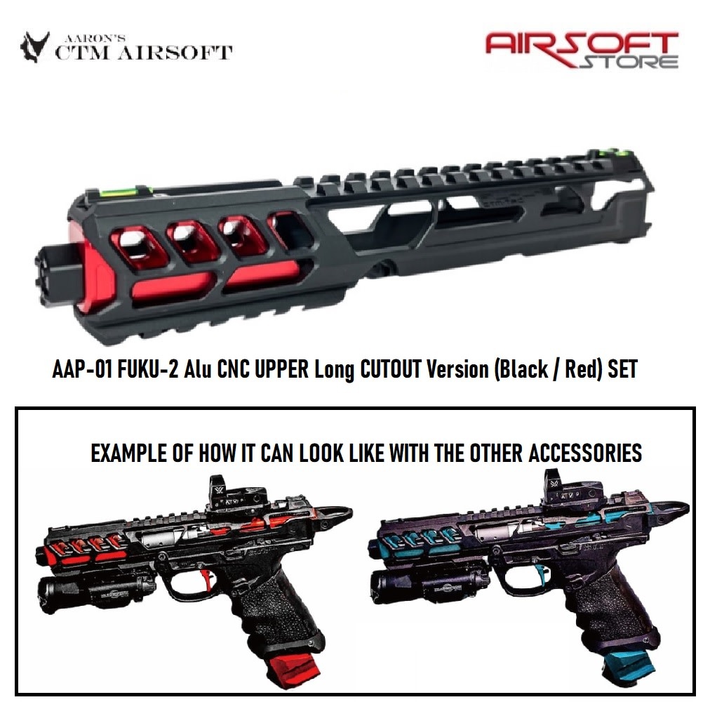 AAP-01 FUKU-2 Alu CNC UPPER Long CUTOUT Version (Black / Red) SET - Airsoft Store