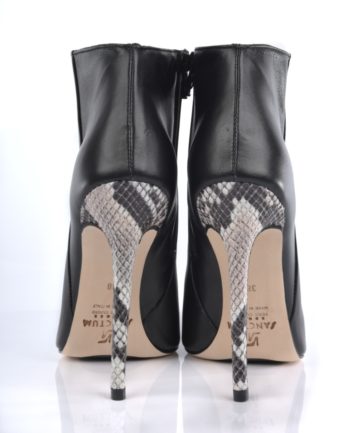 High python ankle boots stiletto heels in real leather - Italian High ...