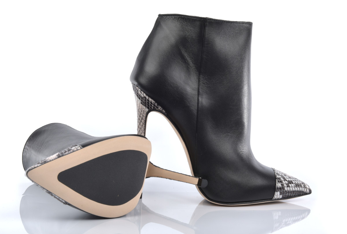 High python ankle boots stiletto heels in real leather - Italian High ...