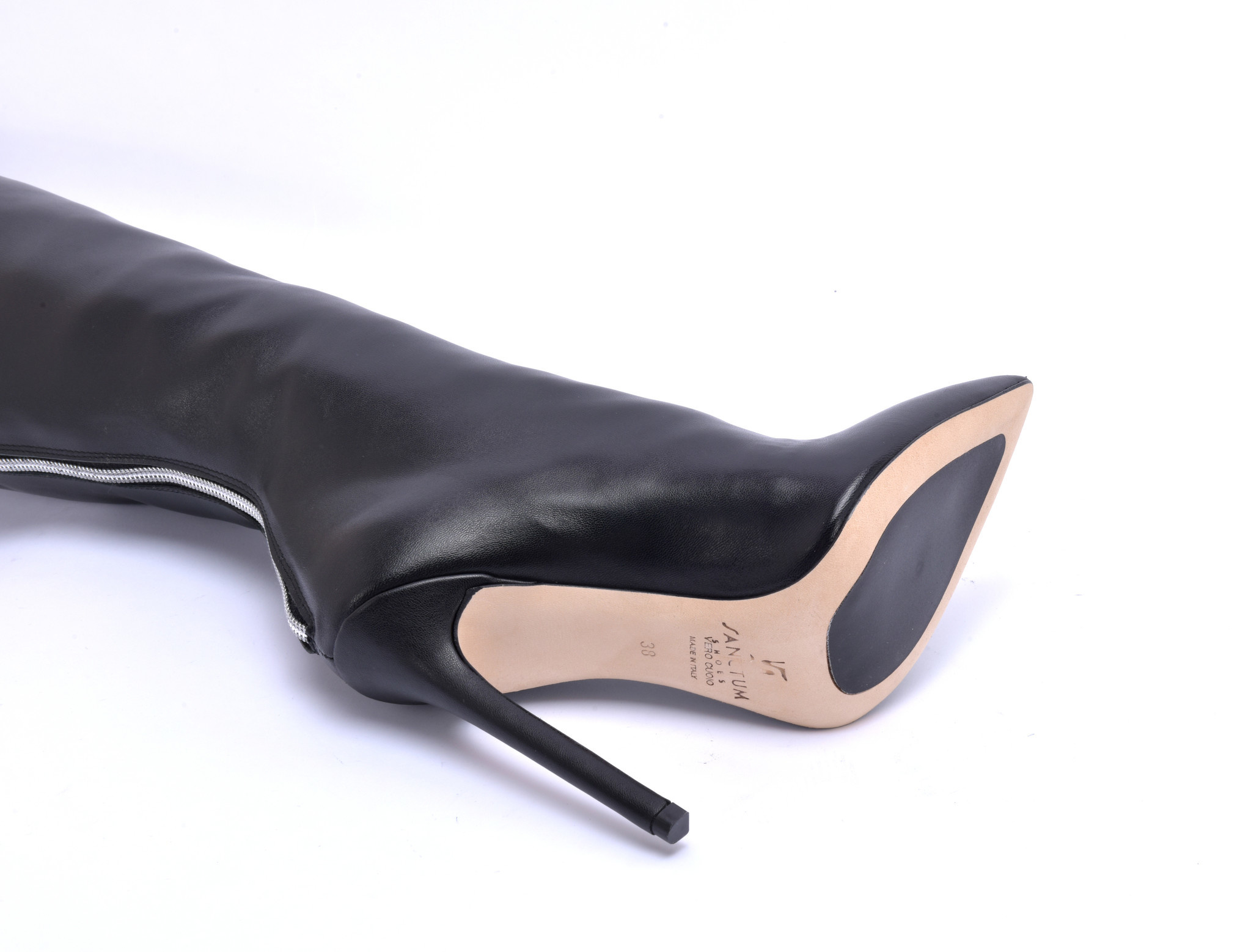High Italian THIGH boots VESPER with full back zipper in genuine leath ...