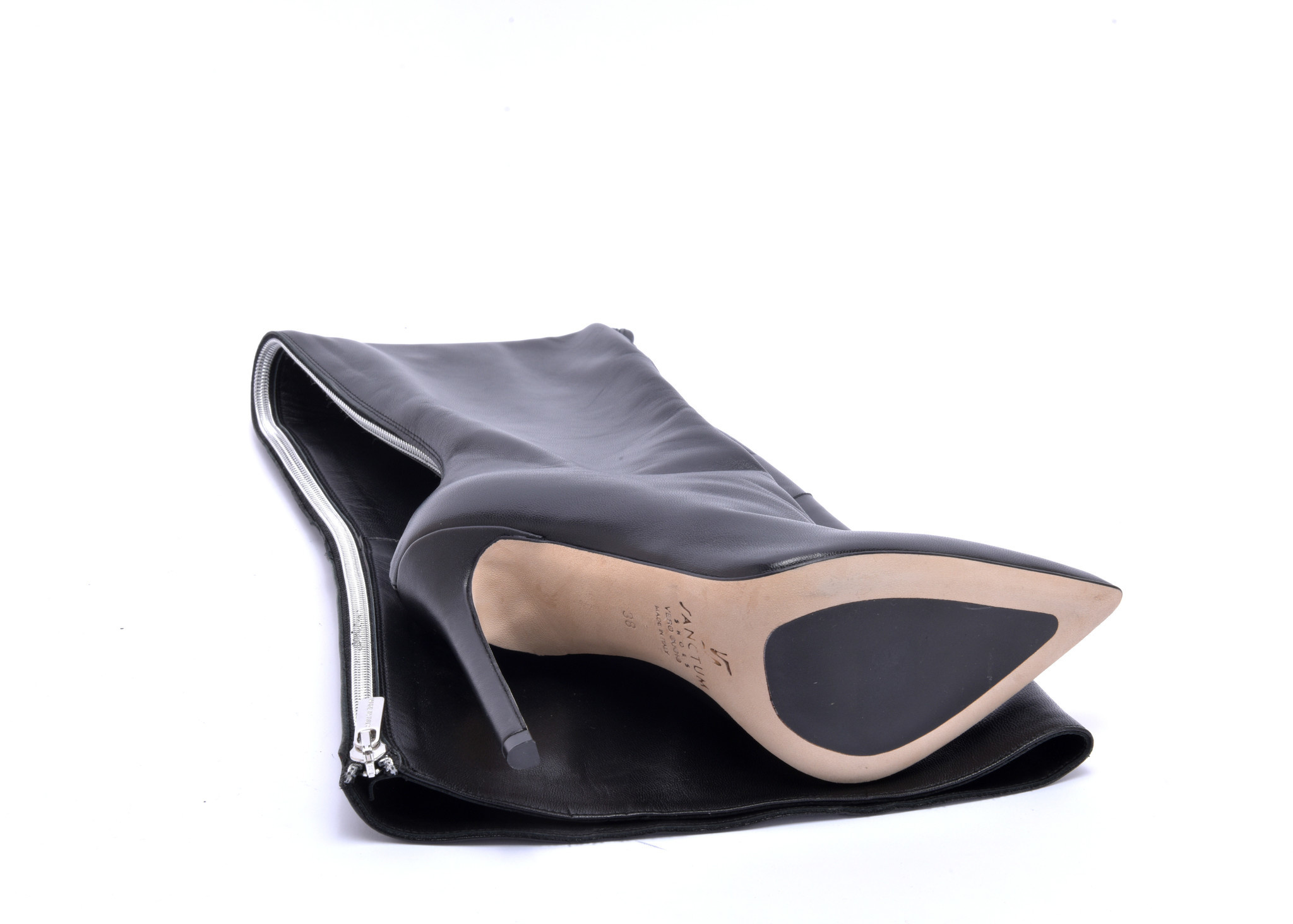 High Italian THIGH boots VESPER with full back zipper in genuine leath ...