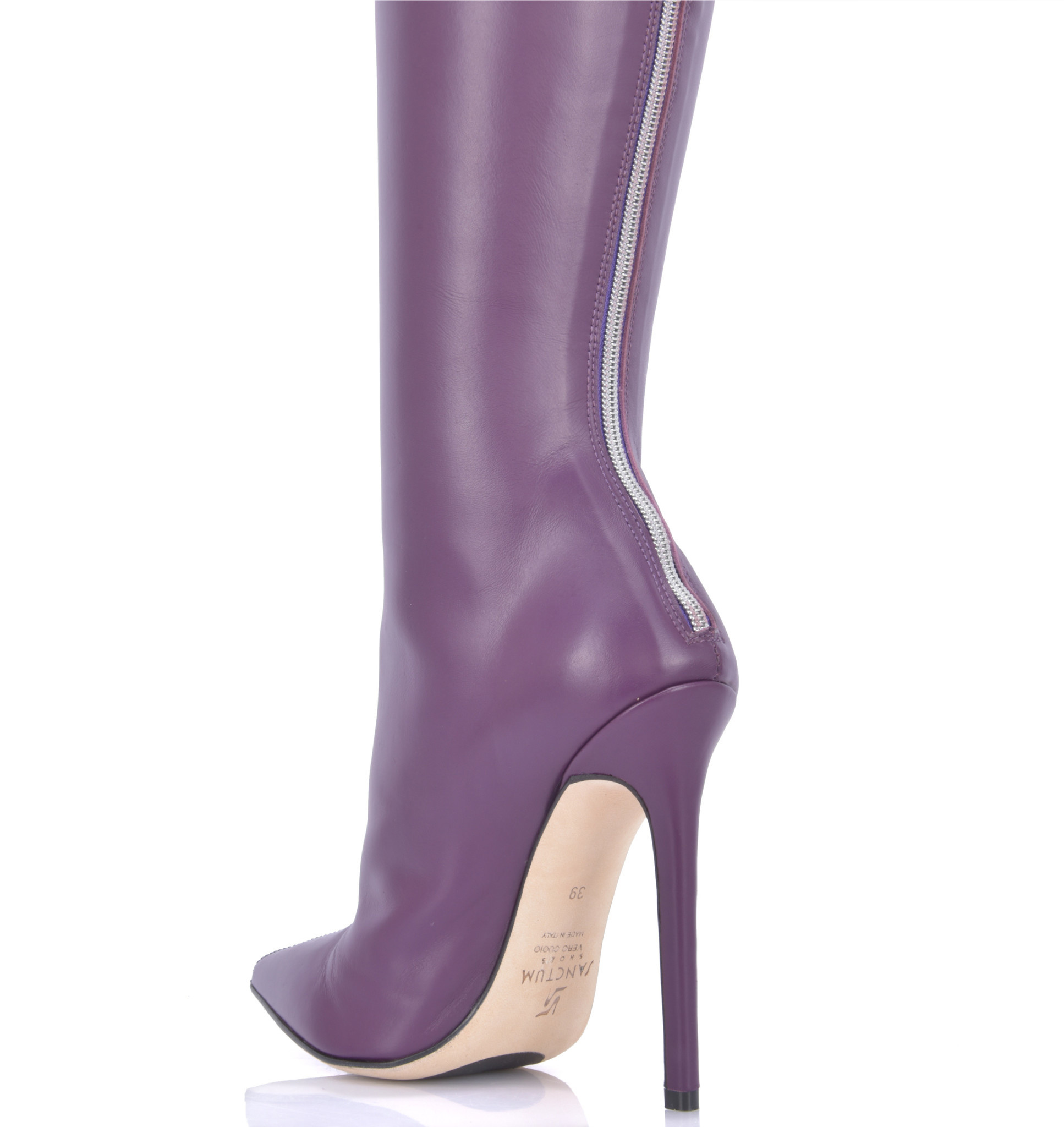 High Italian THIGH boots VESPER with full back zipper in genuine leath ...