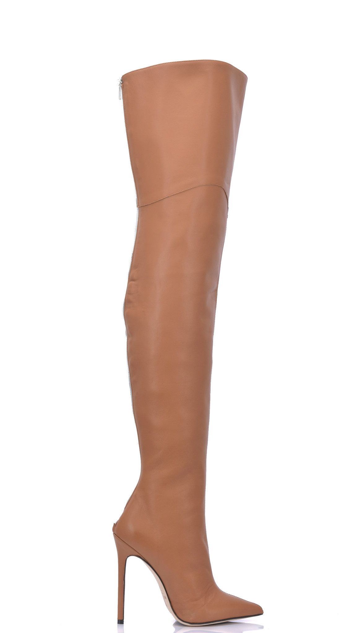 High Italian THIGH boots VESPER with full back zipper in genuine leath ...