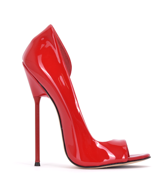 Extreme high Italian sandals MONICA red shiny with metal heels ...