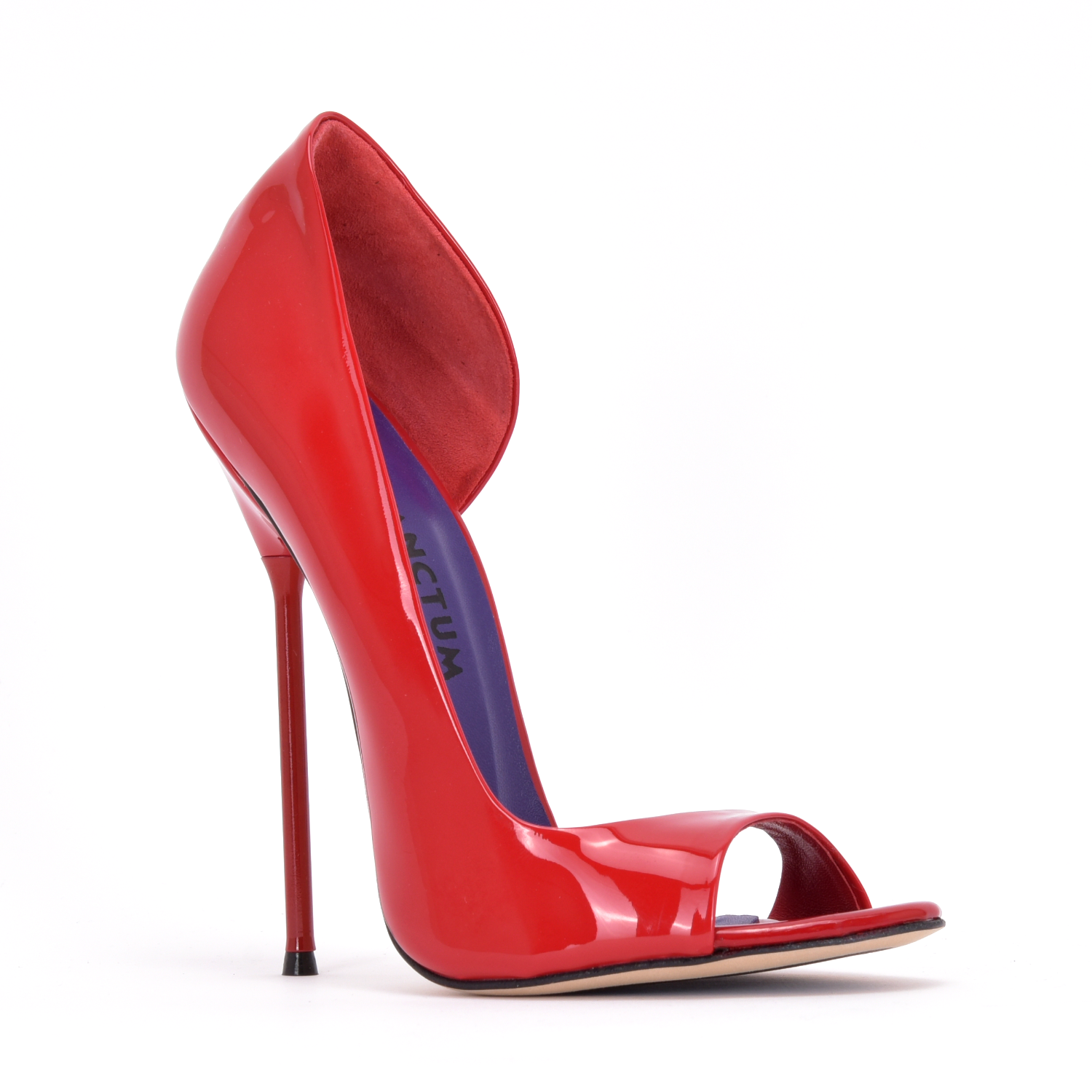 Extreme high Italian sandals MONICA red shiny with metal heels ...