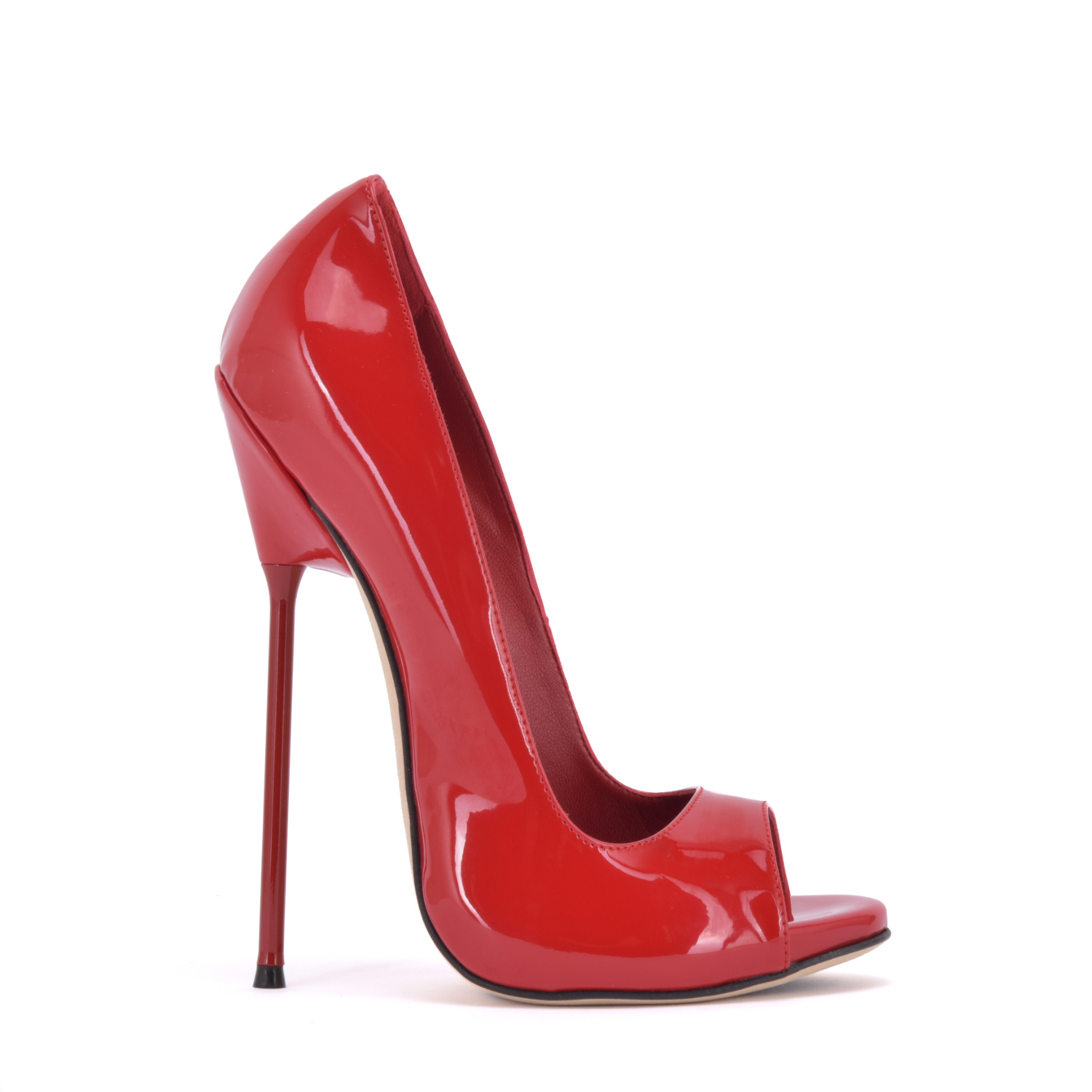 Italian pumps CLAUDINE RED SHINY OPEN TOE PUMPS - Italian High Heels by ...