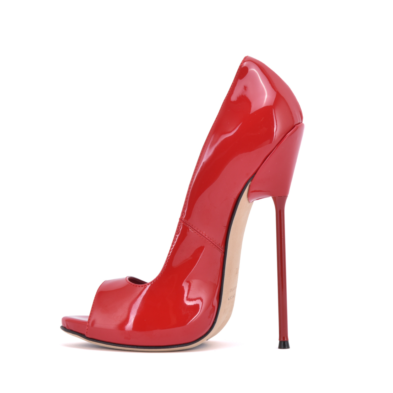 Italian pumps CLAUDINE RED SHINY OPEN TOE PUMPS - Italian High Heels by ...