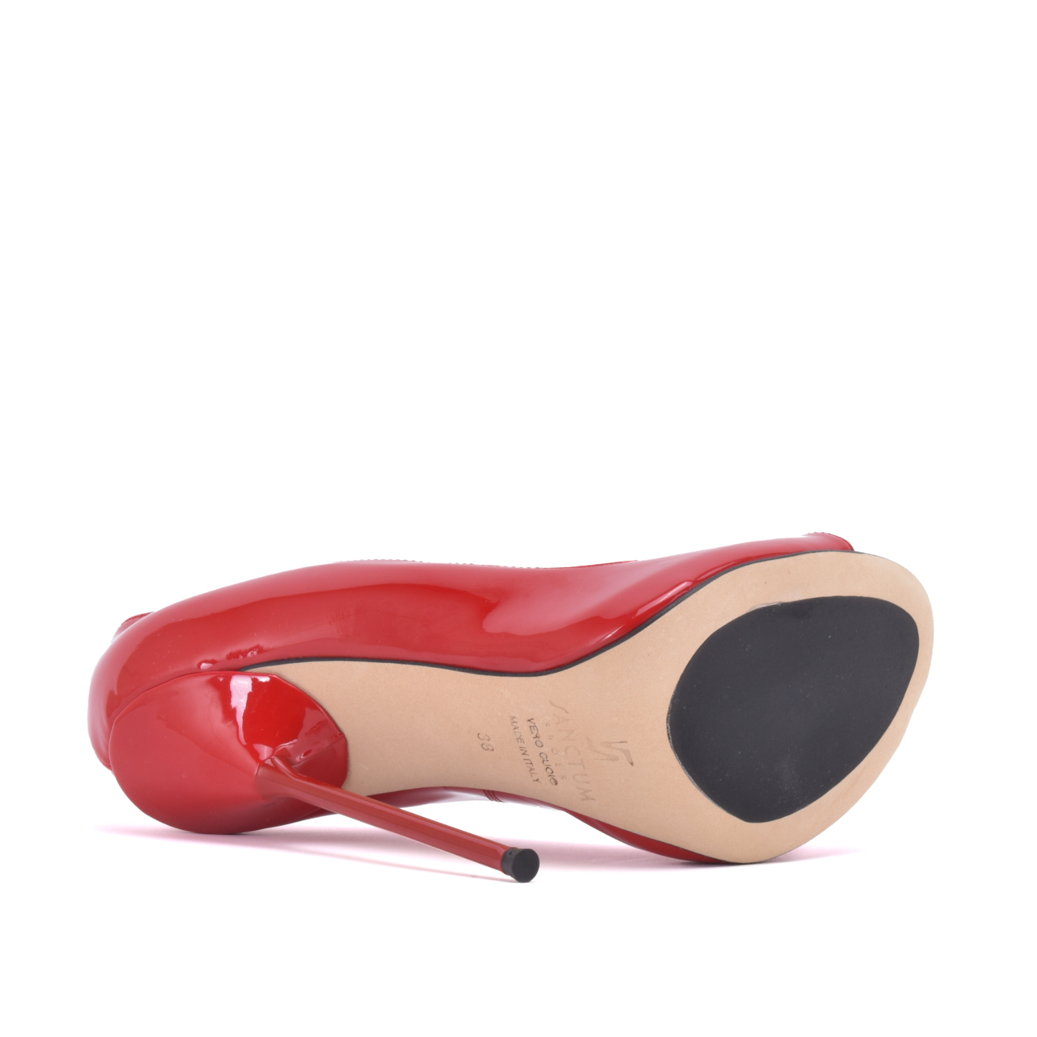 Italian pumps CLAUDINE RED SHINY OPEN TOE PUMPS - Italian High Heels by ...