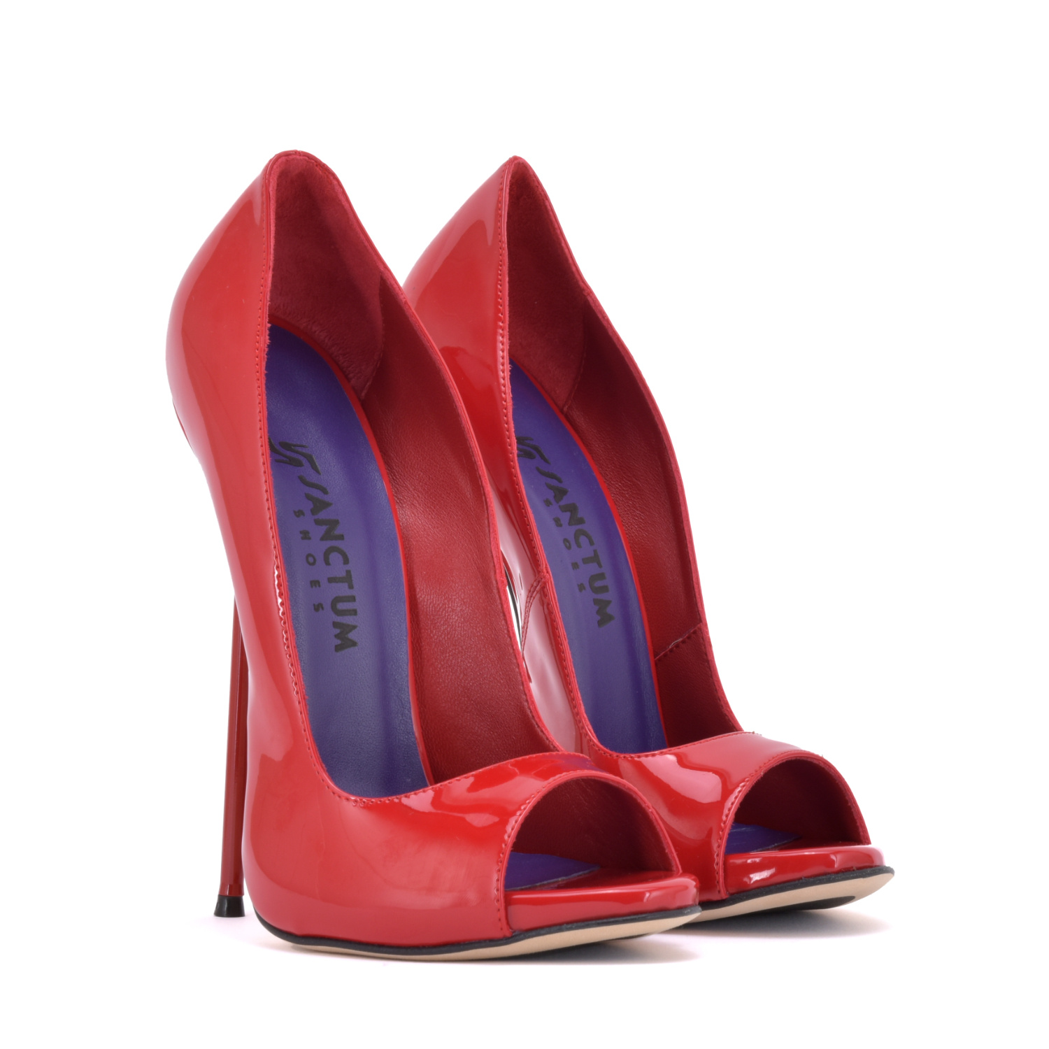 Italian pumps CLAUDINE RED SHINY OPEN TOE PUMPS - Italian High Heels by ...