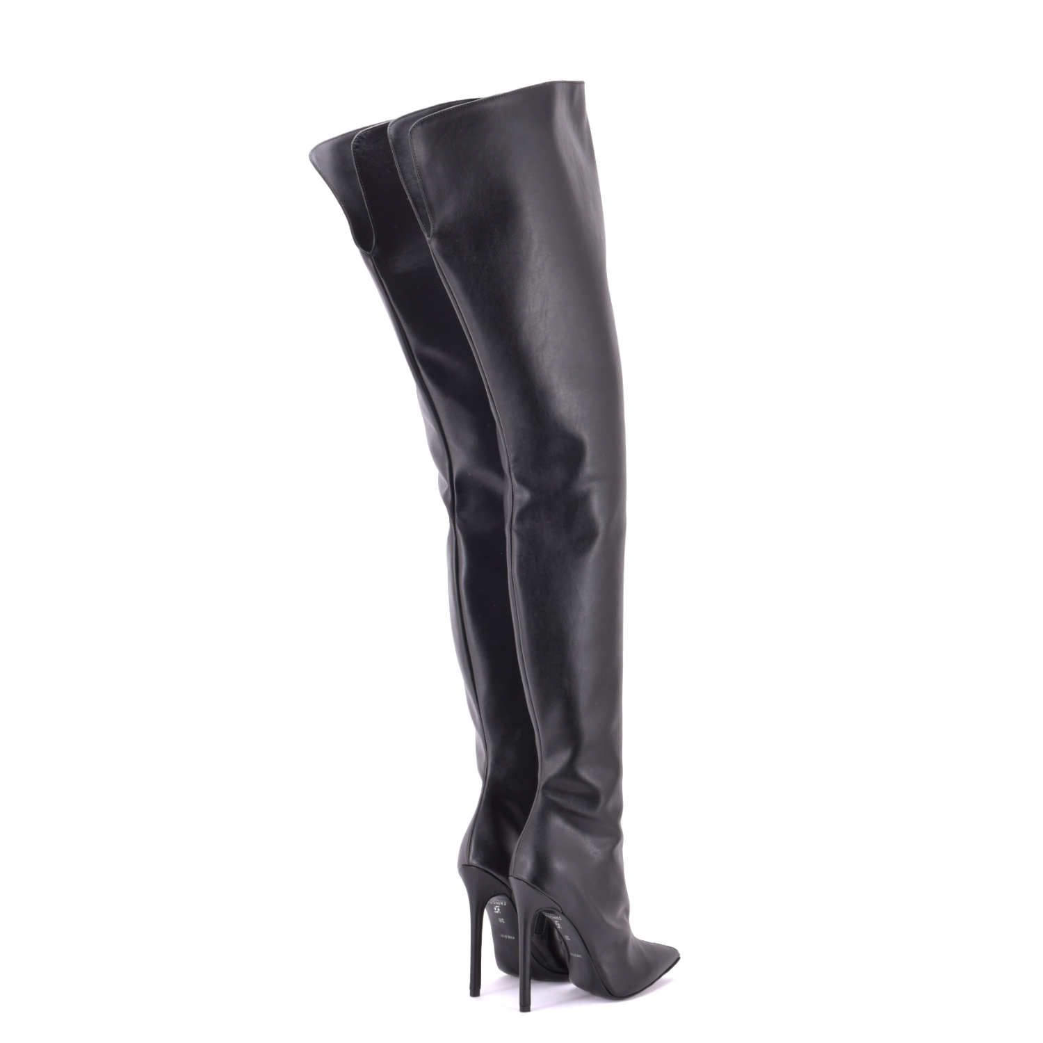High thigh boots with stiletto heels in VEGAN leather - Italian High ...