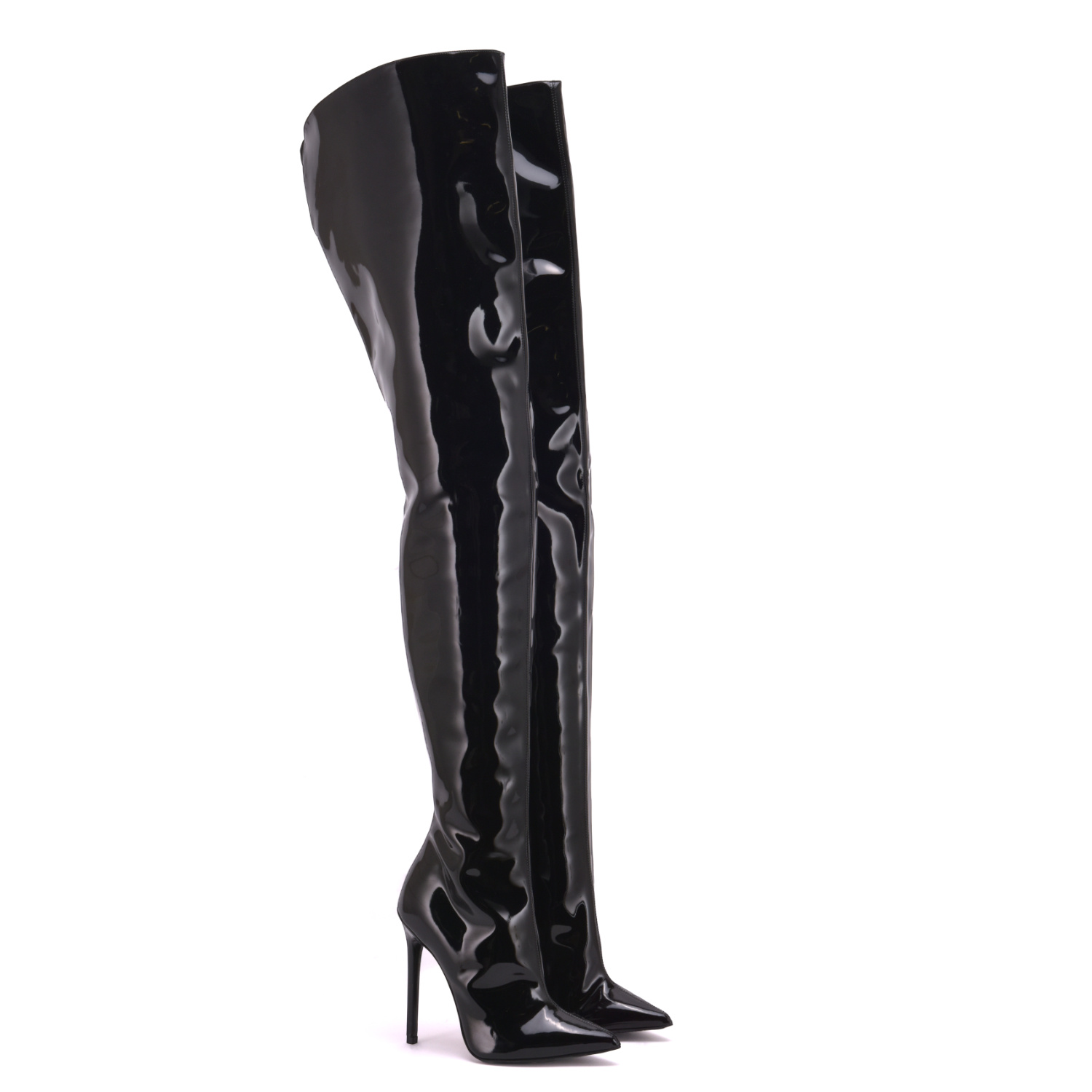 Crotch high boots with 12cm heels in Italian VEGAN leather - Italian ...