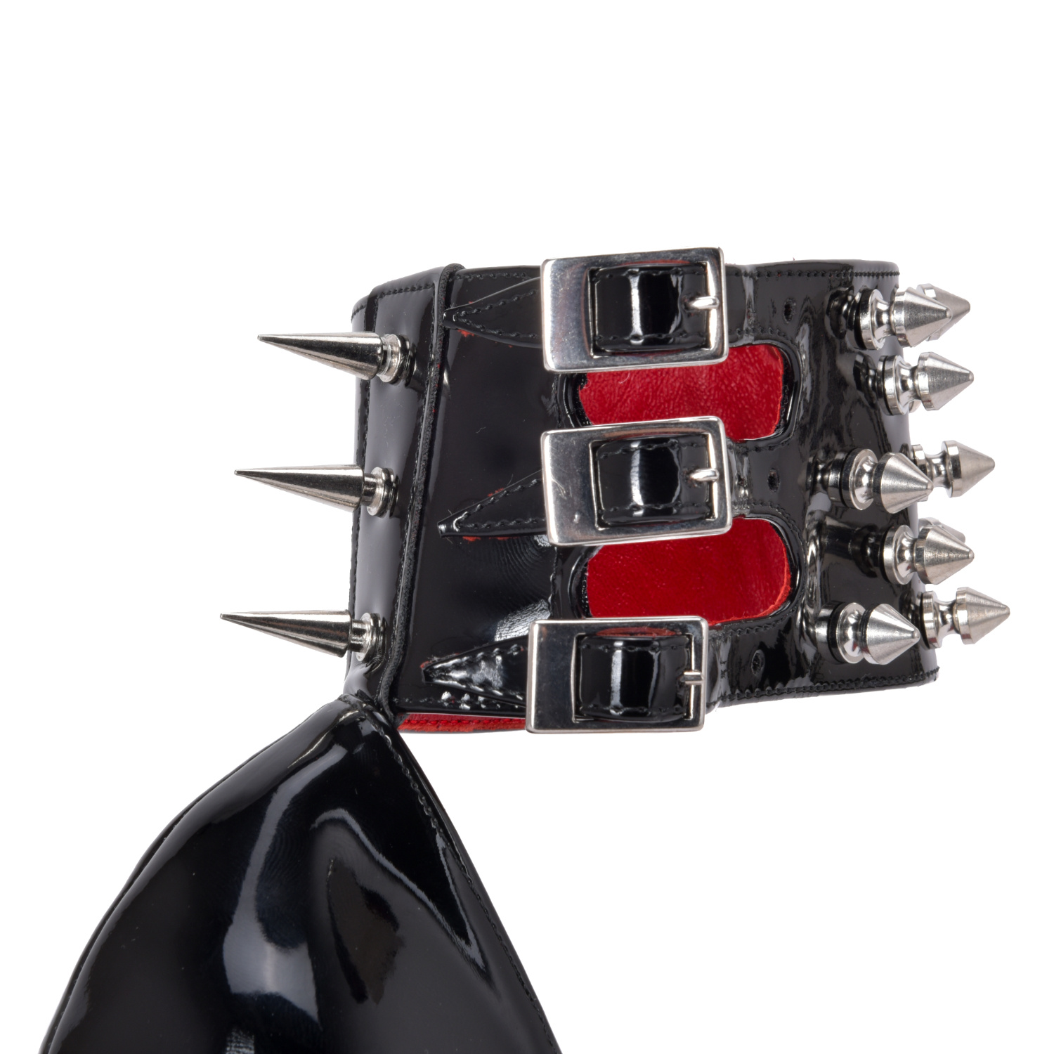 High extreme spike pumps in red and black patent - Italian High Heels ...