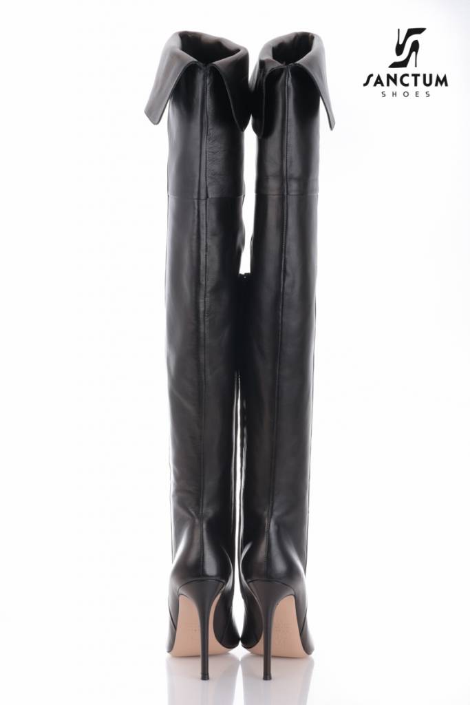 Long high Italian leather boots with thin heels - Italian High Heels by ...