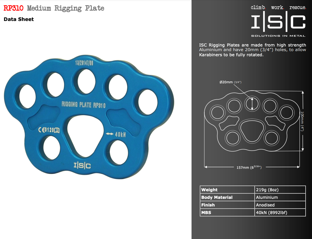 ISC Tactical Solutions Rigging Plate 40kN Medium Black - GearPoint