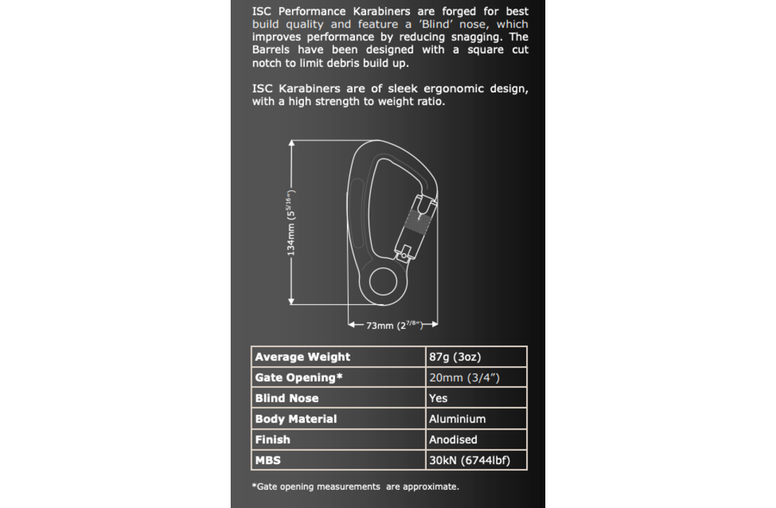ISC Tactical Solutions KH300 Captive Eye Karabiner 30kN Twistlock ...