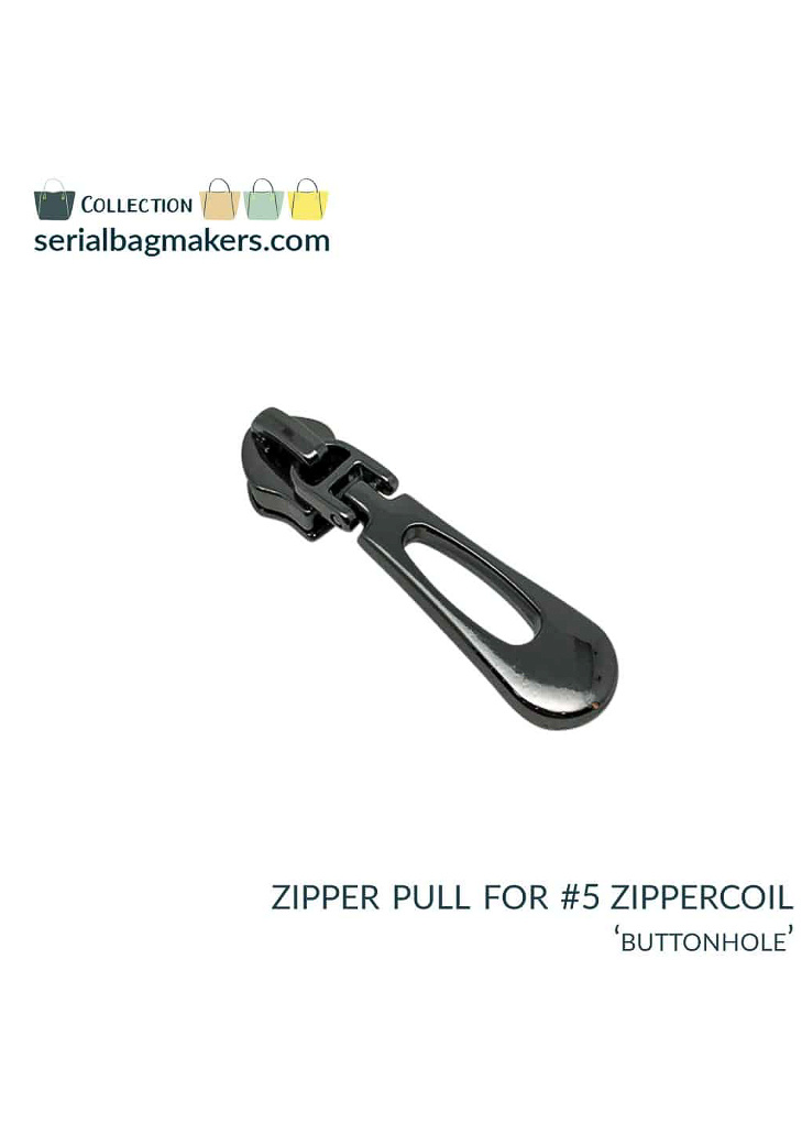 Zipper puller #5 - buttonhole - Gun metal - Madeline De Stoffenmadam