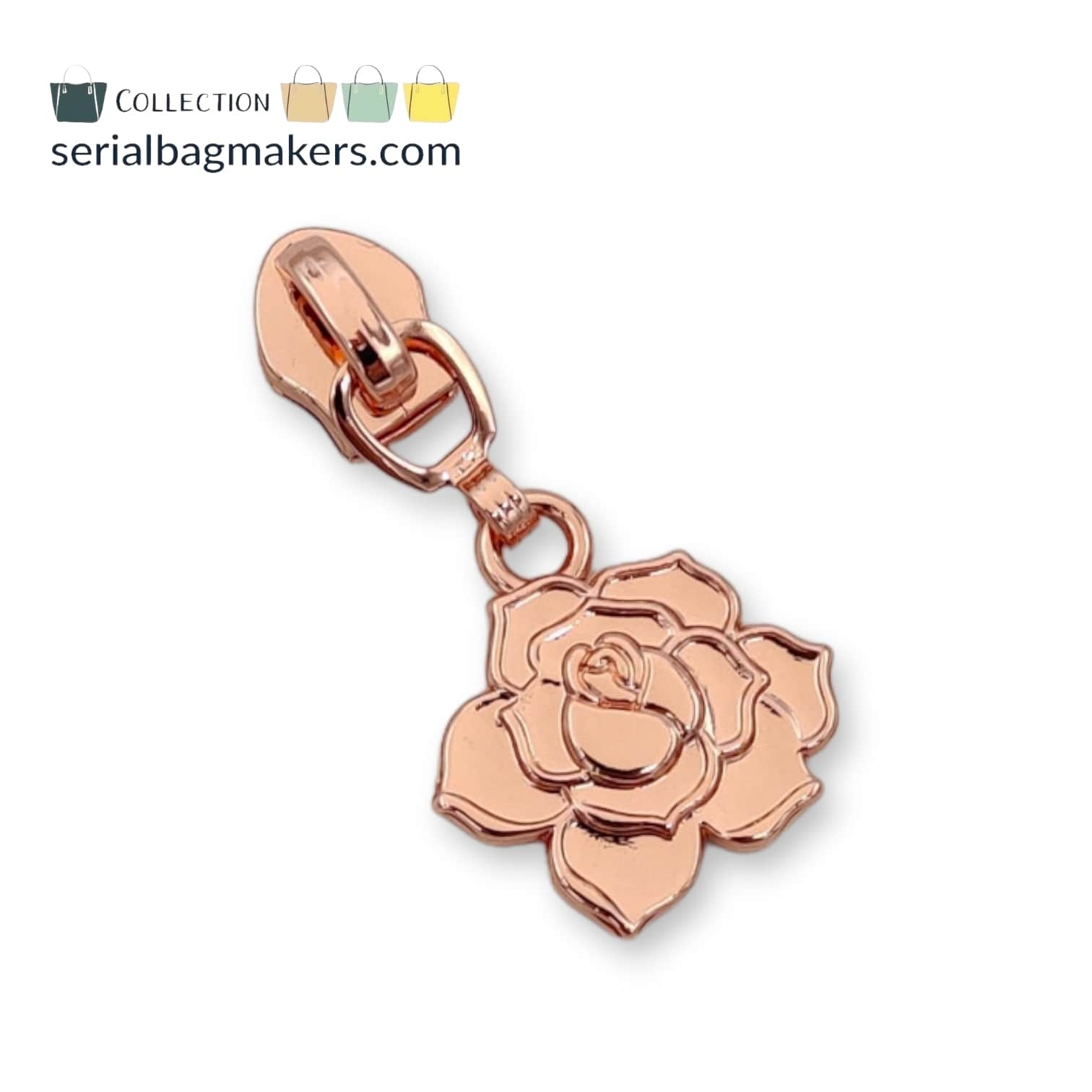 Zipper puller #3 - flower rose - Rose gold - Madeline De Stoffenmadam
