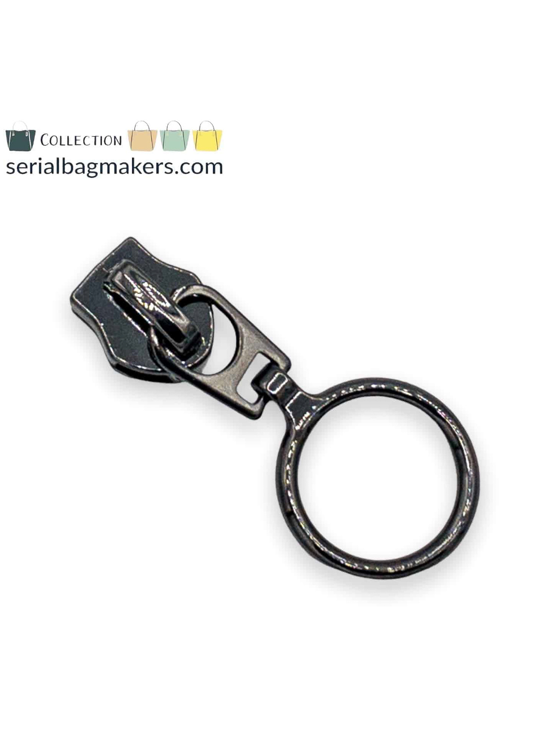 Zipper puller #5 - ring - Gun metal - Madeline De Stoffenmadam