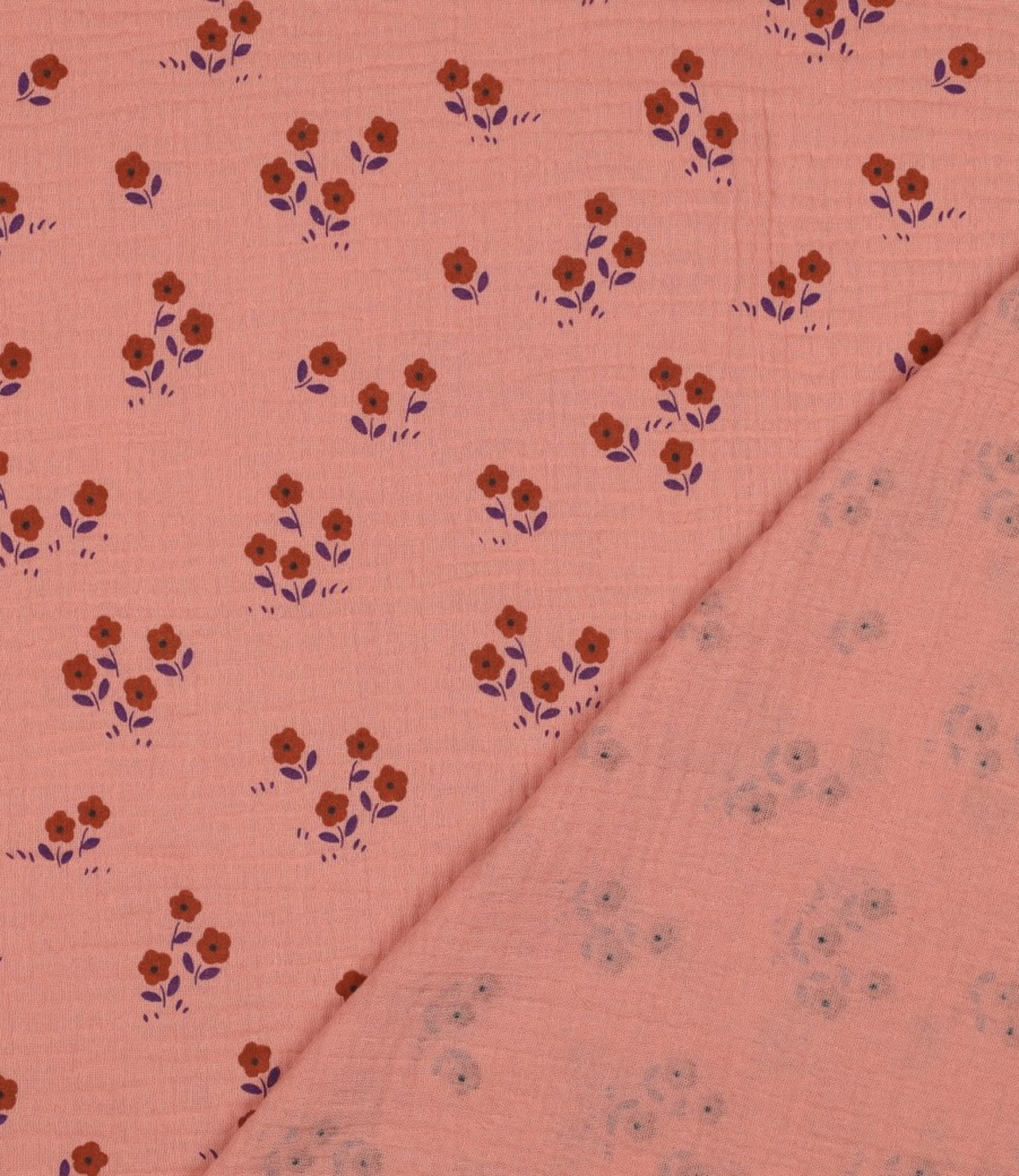 mini flowers - rust peach - tetra / double gauze - Madeline De Stoffenmadam