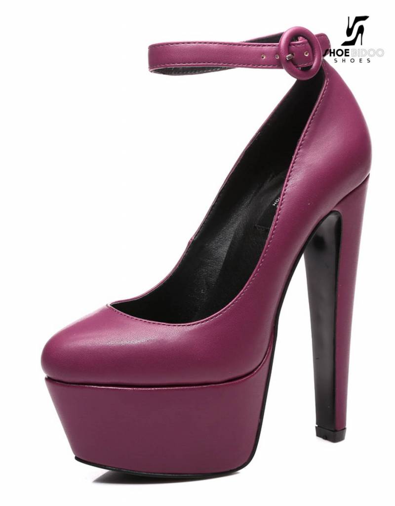Purple Mat ankle strap Giaro 16cm high heeled Destroyer platform pumps ...
