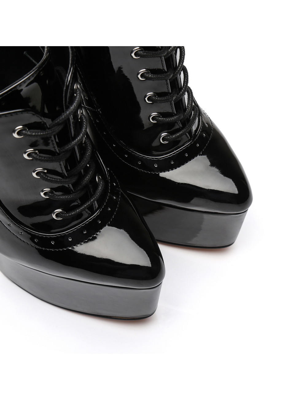 Black Shiny Giaro platform oxford pumps gold heeled 20cm - Shoebidoo ...