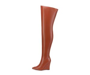 Giaro thigh boots with wedge heel EVERSON in brown matte - Shoebidoo ...