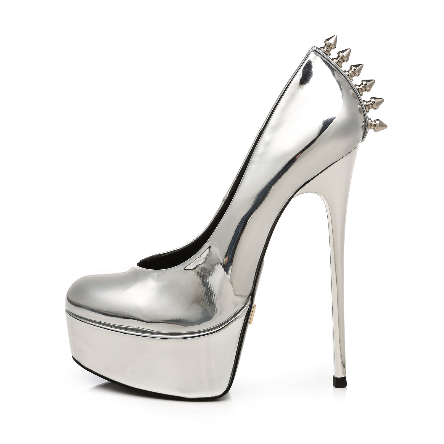 Liquid Silver Giaro "Bad Girl" platform pumps with spikes - Shoebidoo ...