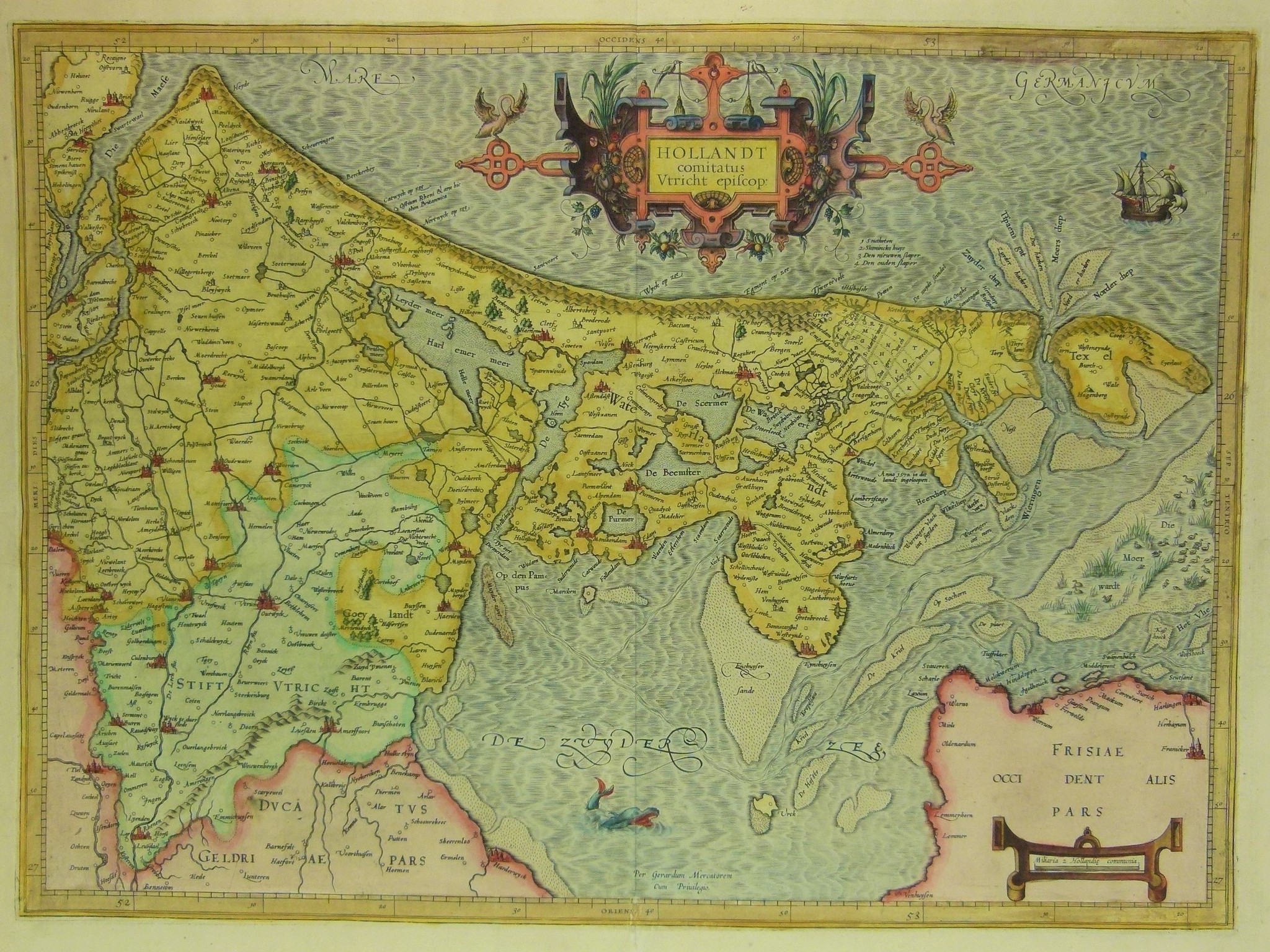 Antieke kaart - Holland en Utrecht; G. Mercator - 1585-15 - de Toverkamer