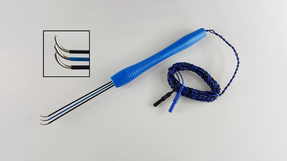 FSM Triple Hook Nerve Stimulator Probe (100 degree) - NEUROWEBSHOP.EU