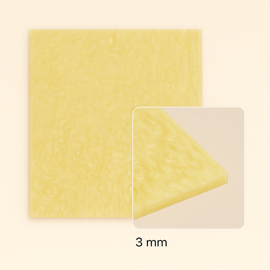 Acrylic - Shiny Marble Soft Yellow 300 x 300 - FilRight