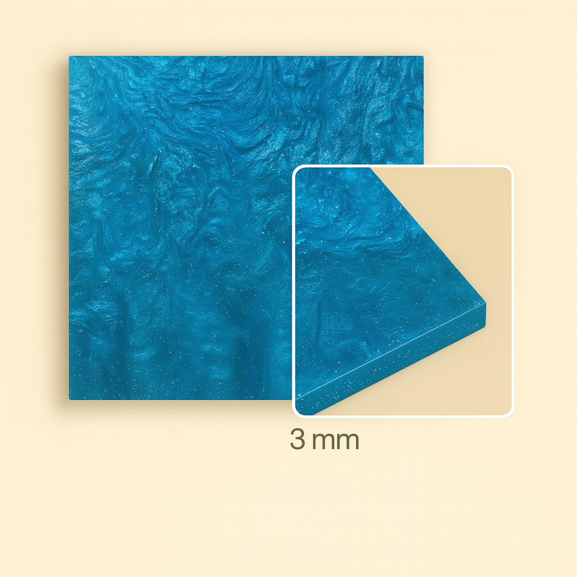 FilRight Acrylic - Marble Glitter Cyan Blue 300 x 500 - FilRight
