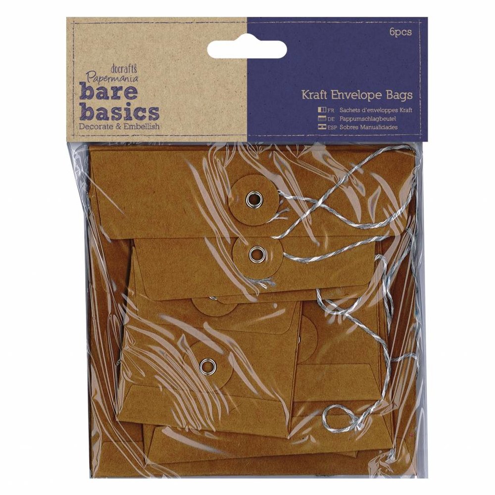 Papermania Bare Basics Kraft Envelope Bags Square Brown (6pcs) (PMA ...