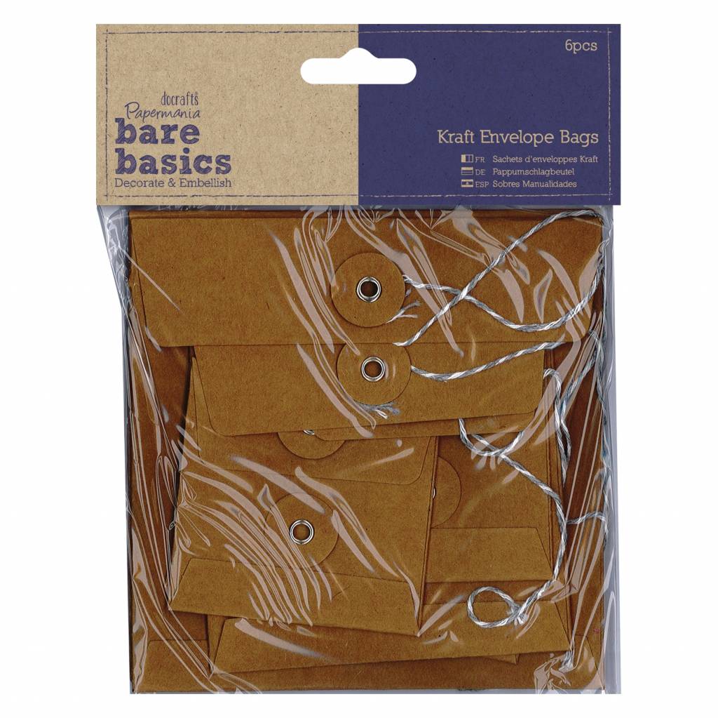 Papermania Bare Basics Kraft Envelope Bags Square Brown (6pcs) (PMA ...