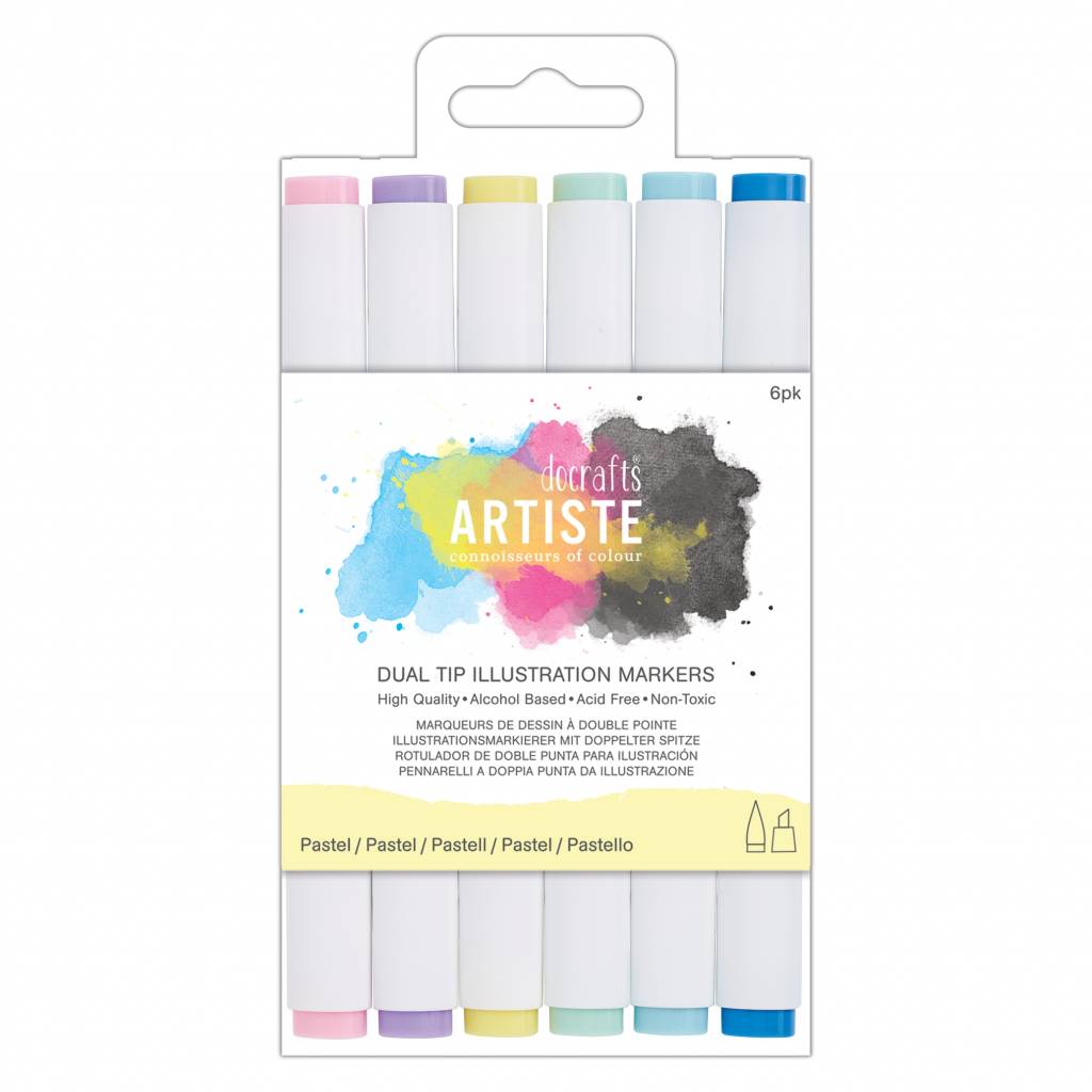 Dual Tip Illustration Markers Pastel (6pk) (DOA 851403) - Craftlines B.V.