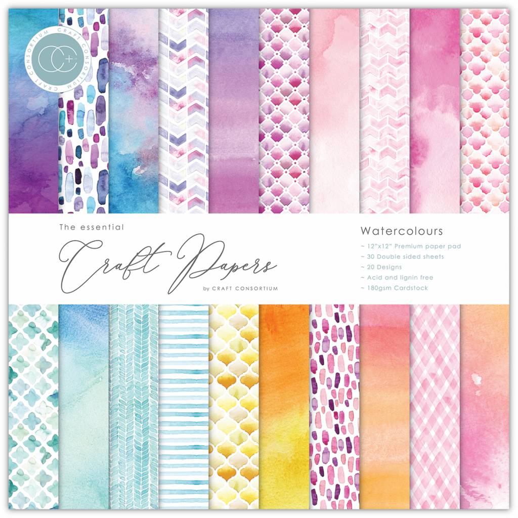 Essential Craft Papers 12x12 Inch Paper Pad Watercolours (CCEPAD003 ...