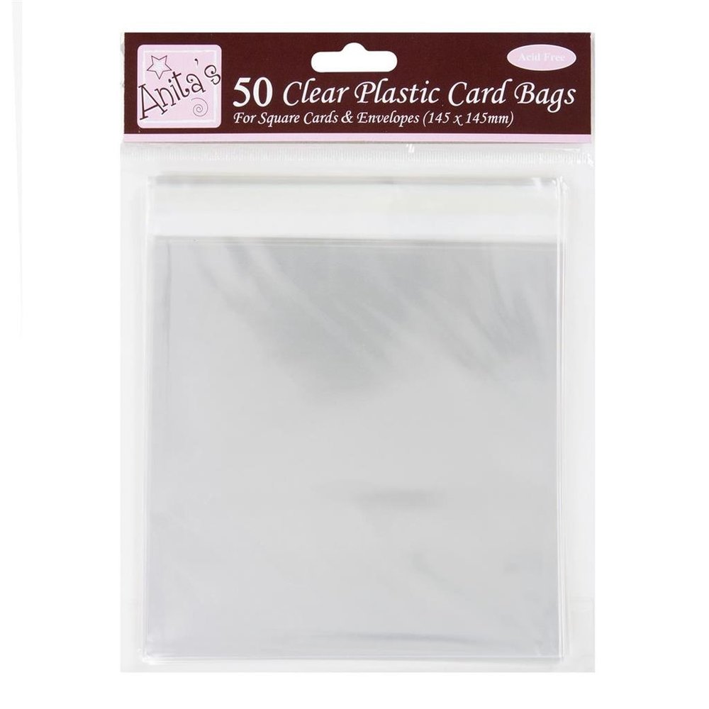 Square Clear Plastic Card Bags (50pk) (ANT 1651002) - Craftlines B.V.