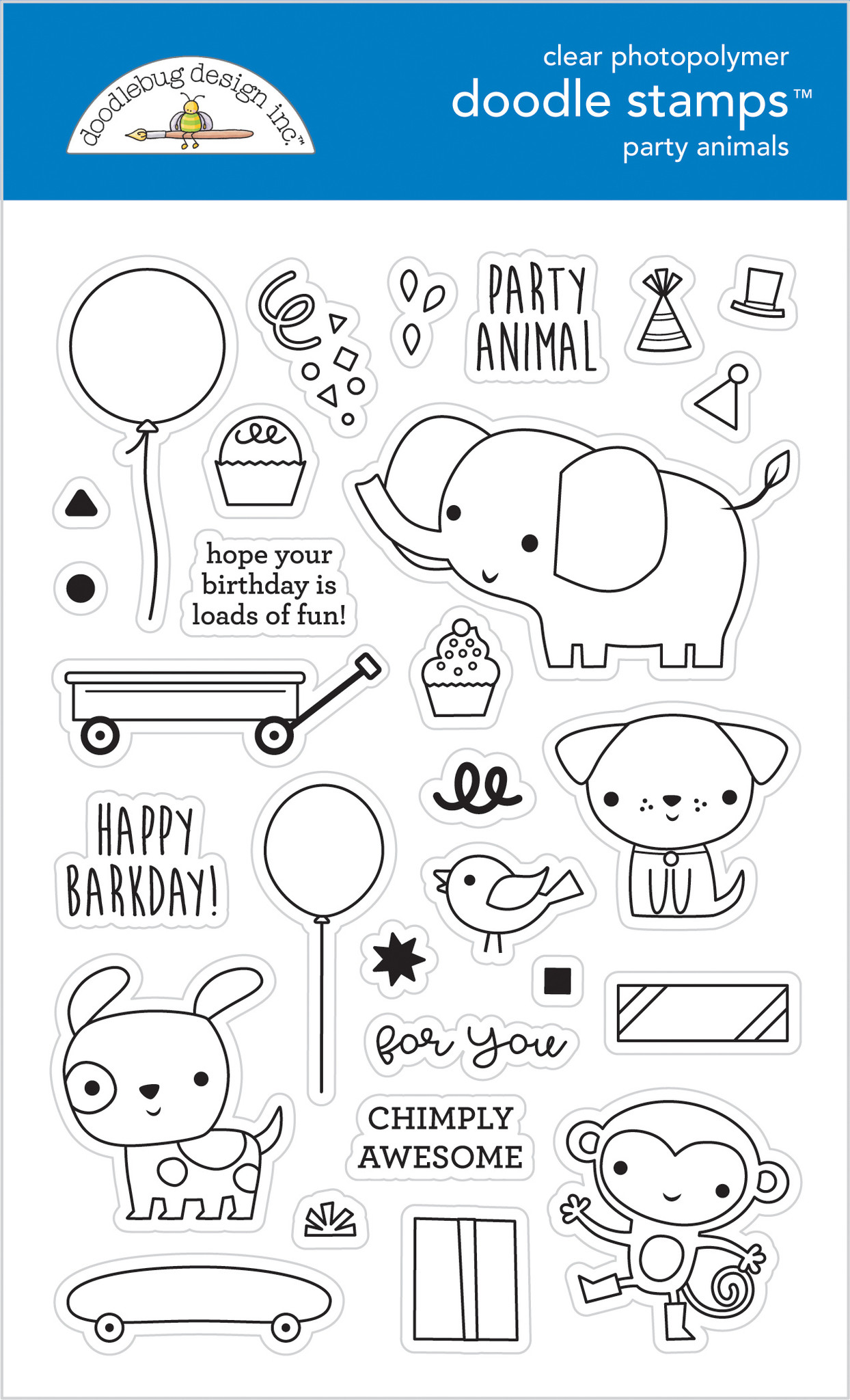 Party Animals - Boy Doodle Stamps (6652) - Craftlines B.V.
