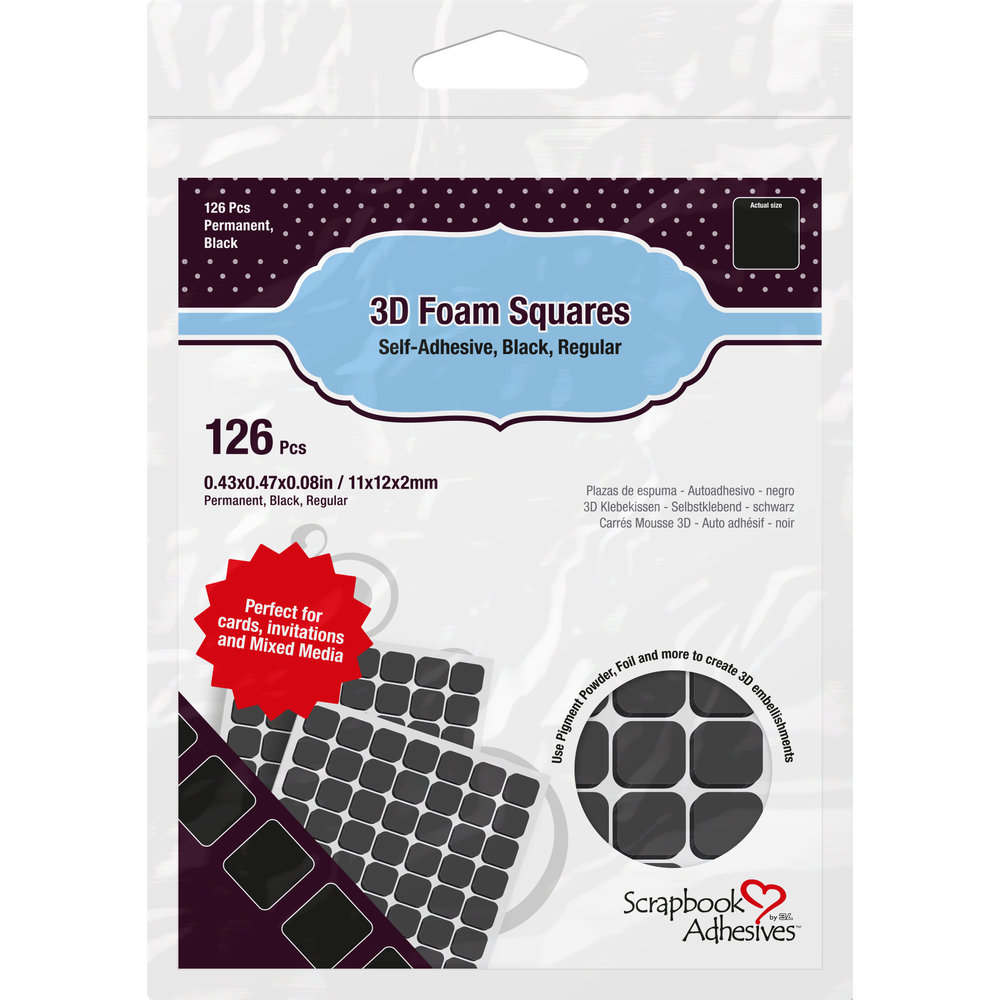 3D Foam Squares Black Regular (126pcs) (01611) - Craftlines B.V.