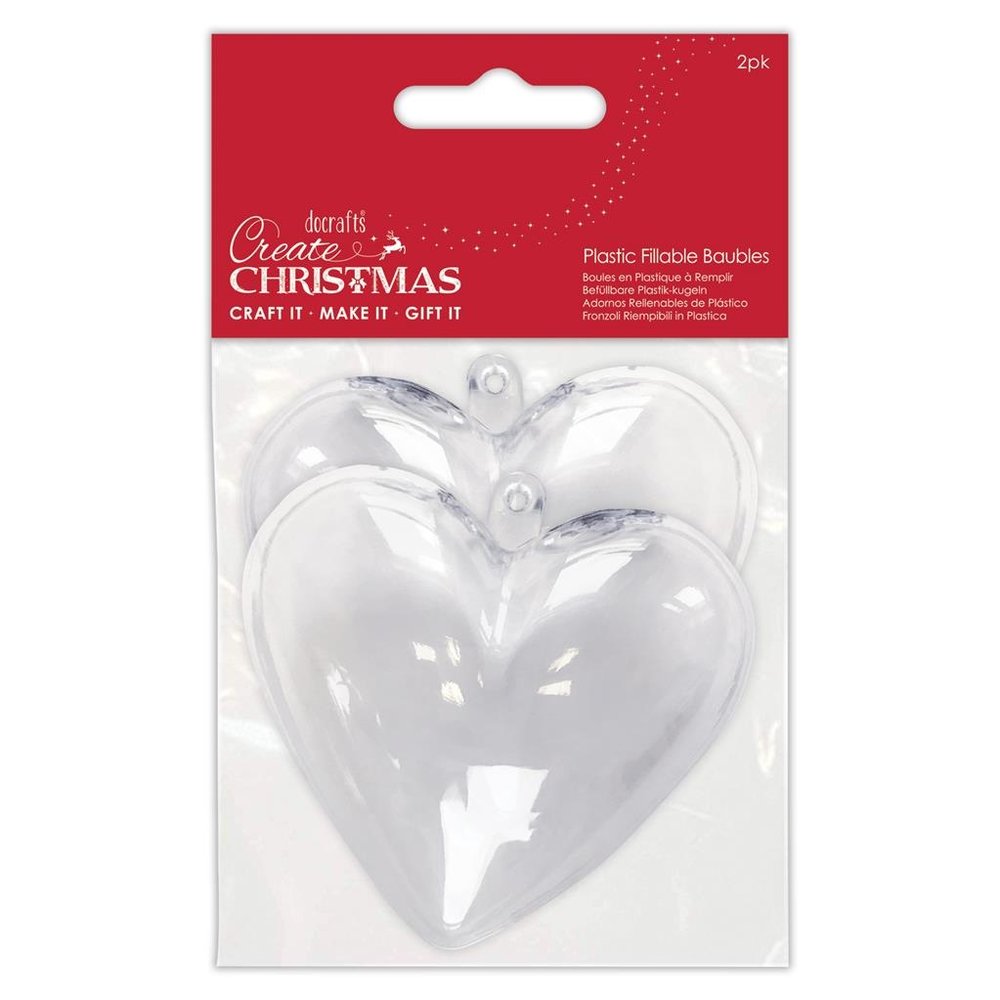 Create Christmas Plastic Fillable Baubles Hearts (2pcs) (PMA 105979 ...